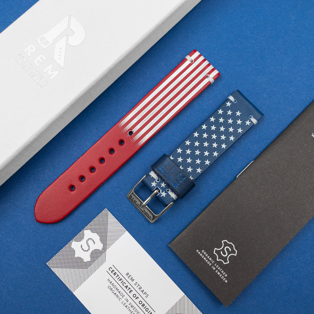 REM Straps – Stars and Stripes Leather Watch strap
